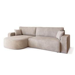 Bromarkt Ecksofa, Creme, Textil, 3-Sitzer, L-Form, 275x170 cm, Wohnzimmer, Sofas & Couches, Wohnlandschaften, Ecksofas