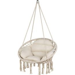 Luverno H&auml;ngesessel, Beige, Textil, 1-Sitzer, Rund, 62x108x62 cm, Gartenm&ouml;bel, H&auml;ngesessel