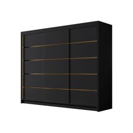 Mirjan24 Schiebet&uuml;renschrank, Schwarz, Holzwerkstoff, Rechteckig, 250x215x58 cm, Schlafzimmer, Kleiderschr&auml;nke
