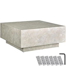 TecTake Couchtisch, Beige, Holz, Quadratisch, 80x35x80 cm, Wohnzimmer, Wohnzimmertische, Couchtische