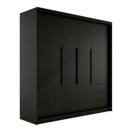 A&J M&ouml;belLand Dreht&uuml;renschrank, Schwarz, Holzwerkstoff, 200x215x59.5 cm, Schlafzimmer, Kleiderschr&auml;nke, Dreht&uuml;renschr&auml;nke