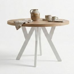 Dekori_Interiors Esstisch, Braun, Wei&szlig;, Holz, Rund,Rund, 90x77x190 cm, Esszimmer, Tische, Esstische