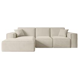 Altdecor Ecksofa, Beige, Kunststoff, 6-Sitzer, L-Form, Ottomane links, 266x165 cm, Wohnzimmer, Sofas & Couches, Wohnlandschaften, Ecksofas