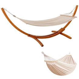 Homavo H&auml;ngematte, Beige, Holz, 120x120x320 cm, Gartenm&ouml;bel, H&auml;ngematten