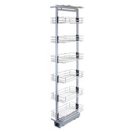 Kukoo Vorratsschrank, Silber, Metall, 25.2x195x46 cm, K&uuml;chen, K&uuml;chenm&ouml;bel, K&uuml;chenschr&auml;nke, Apothekerschr&auml;nke