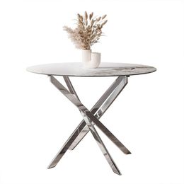 Lookway Esstisch, Chrom, Metall, Uni, Rund,Rund, 90x72x90 cm, Esszimmer, Tische, Esstische