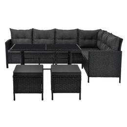 Juskys Loungegarnitur, Dunkelgrau, Kunststoff, 4, Loungem&ouml;bel, Gartenlounge-Sets