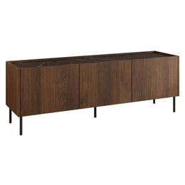 Mirjan24 Tv-Lowboard, Nussbaum, Schwarz, Metall, Rechteckig,Rechteckig, 144x50x37 cm, Wohnzimmer, Wohnw&auml;nde, Lowboards, Lowboards stehend