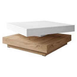 Mirjan24 Couchtisch, Eiche Wotan, Holzwerkstoff, Quadratisch,Quadratisch, 70x34x70 cm, Wohnzimmer, Wohnzimmertische, Couchtische