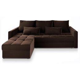 Masseno Ecksofa, Braun, Kunststoff, 3-Sitzer, L-Form,L-Form, 220x140 cm, Wohnzimmer, Sofas & Couches, Wohnlandschaften, Ecksofas