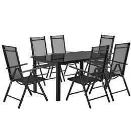 Juskys Gartengarnitur, Dunkelgrau, Metall, 7, Gartenm&ouml;bel, Gartenm&ouml;bel-Sets