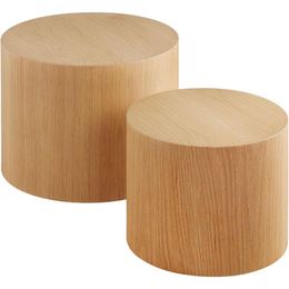 TecTake Couchtische, Eiche, Holz, Rund, 48x38x48 cm, Wohnzimmer, Wohnzimmertische, Couchtische