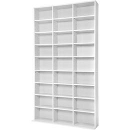 TecTake Cd/Dvd, Wei&szlig;, Holz, 102x180x23.5 cm, Wohnzimmer, Regale, CD & DVD-Regale