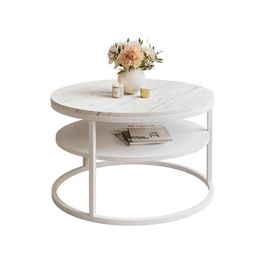 Lookway Couchtisch, Wei&szlig;, Holzwerkstoff, Rund, 60x42x60 cm, Wohnzimmer, Wohnzimmertische, Couchtische