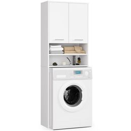 Akord Waschmaschinenschrank, Wei&szlig;, Holzwerkstoff, 4 F&auml;cher, Rechteckig,Rechteckig, 64x180x30 cm, Waschk&uuml;che, Waschmaschinenschrank