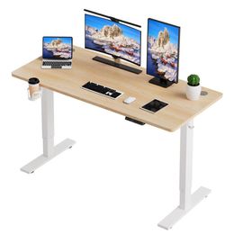 Homavo Schreibtisch, Hellbraun, Metall, Holz Optik, Rechteckig, 60x69x120 cm, Arbeitszimmer, Schreibtische, B&uuml;rotische