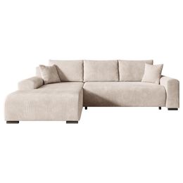 Ecksofa, Creme, Textil, 3-Sitzer, L-Form, 270x185 cm, Wohnzimmer, Sofas & Couches, Wohnlandschaften, Ecksofas