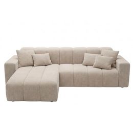 Graingold Ecksofa, Beige, Textil, Kiefer, 3-Sitzer, L-Form, Ottomane links,L-Form, 265x180 cm, Oeko-Tex&reg;, Reach, Hergestellt in Europa, Handmade in Europe, Hergestellt in Europa, Made in EU, Real Wood, Wohnzimmer, Sofas & Couches, Wohnlandschaften, Ecksofas