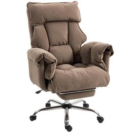HOMCOM B&uuml;rostuhl, Hellbraun, Textil, 1-Sitzer, F&uuml;llung: Schaumstoff, 80x114x80 cm, Arbeitszimmer, B&uuml;rost&uuml;hle, Chefsessel