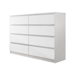 Mirjan24 Kommode, Wei&szlig;, Holzwerkstoff, 8 Schubladen, 138x100x40 cm, Wohnzimmer, Kommoden & Sideboards, Kommoden