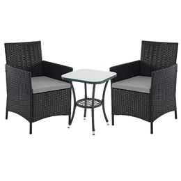 SVITA Gartenm&ouml;belset, Schwarz, Kunststoff, 2-Sitzer, rund, Gartenm&ouml;bel, Gartenm&ouml;bel-Sets