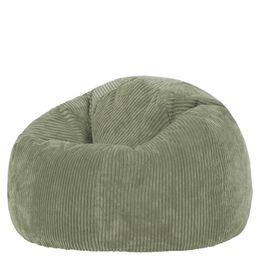 Icon Sitzsack, Salbeigr&uuml;n, Textil, 200 L, 1-Sitzer, Rund, 85x50x85 cm, Hergestellt in Deutschland, Oeko-Tex&reg; Standard 100, Reach, Wohnzimmer, Hocker, Sitzs&auml;cke, XXL Sitzs&auml;cke