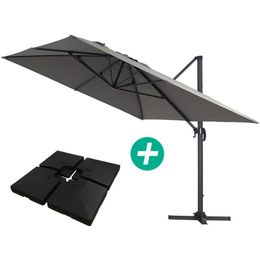 Habitat Garten Sonnenschirm, Grau, Metall, 400x300 cm, Sonnen- & Sichtschutz, Sonnenschirme, Ampelschirme