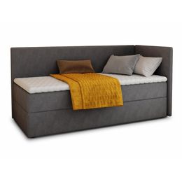 Sofnet Boxbett, Dunkelgrau, Textil, H3, Rechteckig, 80x200 cm, Schlafzimmer, Betten, Boxspringbetten