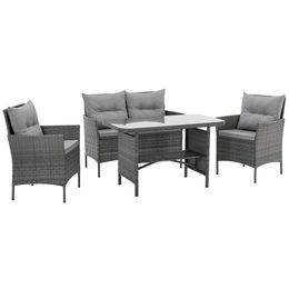 SVITA Gartenlounge, Grau, Metall, 4-Sitzer, rechteckig, Loungem&ouml;bel, Gartenlounge-Sets