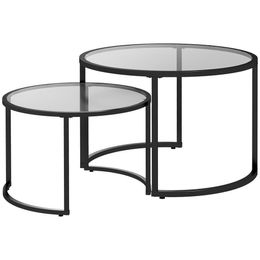 HOMCOM Couchtisch, Schwarz, Metall, Rund, rund, 70x47.5x70 cm, Wohnzimmer, Wohnzimmertische, Couchtische