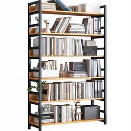 Muvu B&uuml;cherregal,, Schwarz, Braun, Holz, Metall, 80x174x30 cm, Wohnzimmer, Regale, B&uuml;cherregale