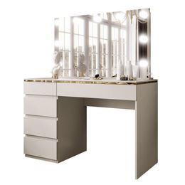 Lookway Schminktisch, Kaschmir, Holzwerkstoff, Uni, 5 Schubladen, seitenverkehrt montierbar,Rechteckig, 120x145x55 cm, Schlafzimmer, Schminktische