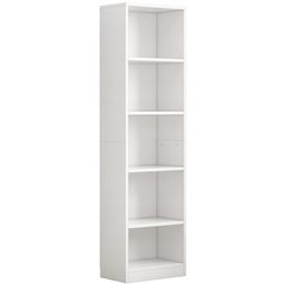 B&uuml;cherregal,, Wei&szlig;, Holzwerkstoff, 50x182x30 cm, Wohnzimmer, Regale, B&uuml;cherregale
