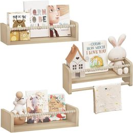 WOLTU Kinder-Wandregal, Natur, Holz, Echtholz, Rechteckig, 40x15x14 cm, Kinder- & Jugendzimmer, Kinderm&ouml;bel, Kinderregale