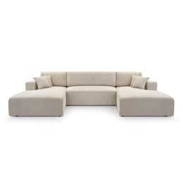 Luxkor24 Wohnlandschaft, Beige, Textil, U-Form, 364x84x187 cm, Wohnzimmer, Sofas & Couches, Wohnlandschaften, Wohnlandschaften in U-Form