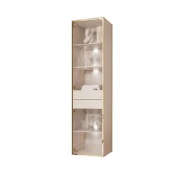 Lookway Vitrine, Kaschmir, Kunststoff, Uni, 2 Schubladen, seitenverkehrt montierbar,Rechteckig, 45x181x40 cm, Wohnzimmer, Wohnw&auml;nde, Vitrinenschr&auml;nke