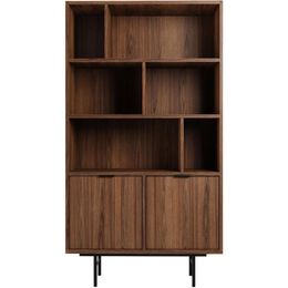 Beautysofa B&uuml;cherregal, Walnuss, Metall, 90x185x35 cm, Wohnzimmer, Regale, B&uuml;cherregale