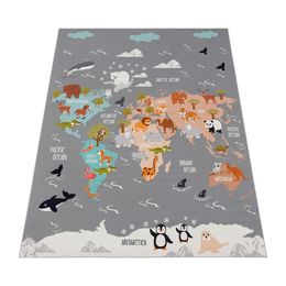 Paco Home Kinderteppich, Grau, Textil, Rechteckig, 200x290 cm, strapazierf&auml;hig, f&uuml;r Fu&szlig;bodenheizung geeignet, Teppiche & B&ouml;den, Teppiche, Teppich Kinderzimmer