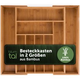 Blumtal Besteckkasten, Eiche, Holz, Echtholz,Bambus, Holz Optik, 9 St&uuml;ck F&auml;cher, Rechteckig, 33.7x5x44.5 cm, K&uuml;chenzubeh&ouml;r, Besteckk&auml;sten