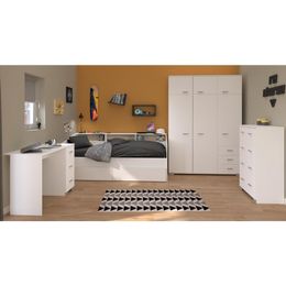 Parisot Meuble Kinderzimmer, Wei&szlig;, Holz, 5 F&auml;cher, 12 Schubladen, Rechteckig, 203x203x113 cm, Kinder- & Jugendzimmer, Jugendm&ouml;bel, Komplette Kinder- & Jugendzimmer