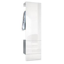 Vladon Garderobe, Wei&szlig; Hochglanz, Holzwerkstoff, 52x193x35 cm, Garderobe, Garderoben-Sets & Serien, Garderoben-Sets