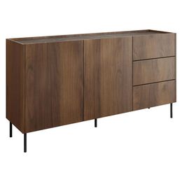 Mirjan24 Sideboard, Nussbaum, Schwarz, Metall, 3 Schubladen, Rechteckig,Rechteckig, 160x78x37 cm, Wohnzimmer, Kommoden & Sideboards, Sideboards