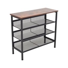 Livingandhome Schuhregal, Schwarz, Metall, 73x67.5x29.5 cm, Garderobe, Schuhaufbewahrung