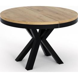 WFL Group Esstisch, Eiche Wotan, Metall, 8-Sitzer, Rund,Rund, 180x76x100 cm, Esszimmer, Tische, Esstische