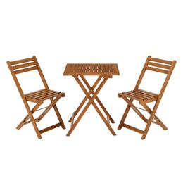 Juskys Balkonm&ouml;bel-Set, Braun, Holz, 3, Gartenm&ouml;bel, Gartenm&ouml;bel-Sets