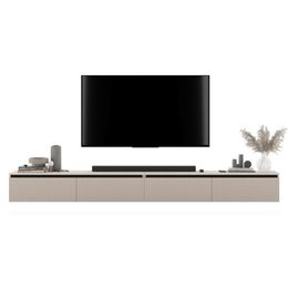 Meble Lindner Tv-Lowboard, Kaschmir, Holzwerkstoff, 4 F&auml;cher, Rechteckig, 280x30x35 cm, Wohnzimmer, Wohnw&auml;nde, Lowboards, Lowboards stehend