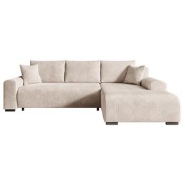 Ecksofa, Creme, Textil, 3-Sitzer, L-Form, 270x185 cm, Wohnzimmer, Sofas & Couches, Wohnlandschaften, Ecksofas
