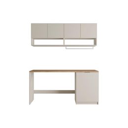 Vente-Unique Waschmaschinenm&ouml;bel, Beige, Natur, Holz, Rechteckig, 182x88x60 cm, Waschk&uuml;che, Waschmaschinenschrank