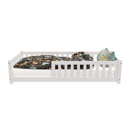 Juskys Kinderbett, Wei&szlig;, Holz, 90x200 cm, Kinder- & Jugendzimmer, Kinderm&ouml;bel, Kinderbetten, Kindereinzelbetten