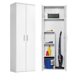 mokebo&reg; Mokebo Besenschrank, Wei&szlig;, Holzwerkstoff, 4 F&auml;cher, 60x180x34 cm, Waschk&uuml;che, Mehrzweckschr&auml;nke